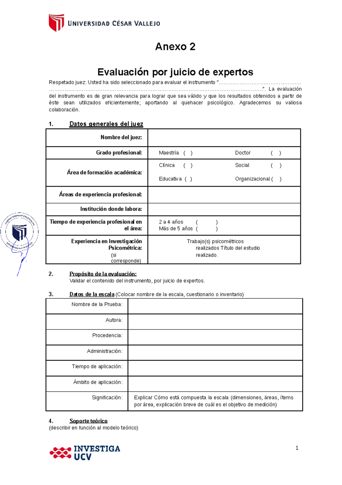 Formato Juicio DE Expertos 2023 - Anexo 2 Evaluación por juicio de ...