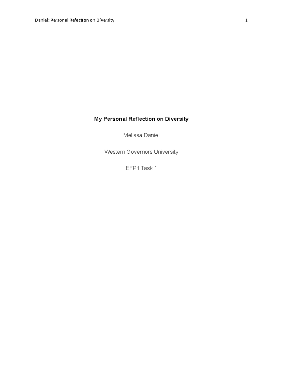 EFP1 Task 1 - EFP1 Task 1 - How you view diversity. What makes you ...