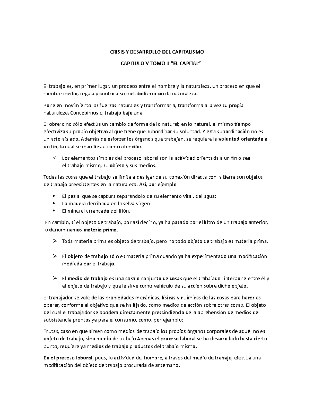 Capitulo V El Capital - CRISIS Y DESARROLLO DEL CAPITALISMO CAPITULO V ...