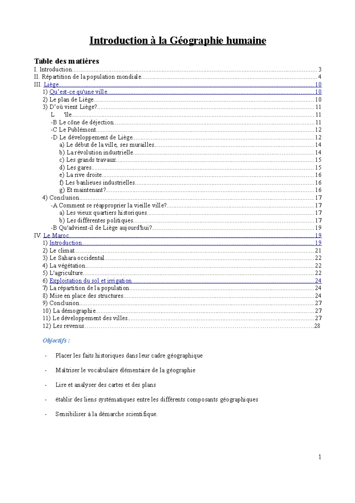 Syllabus de géographie humaine - Introduction à la Géographie humaine ...