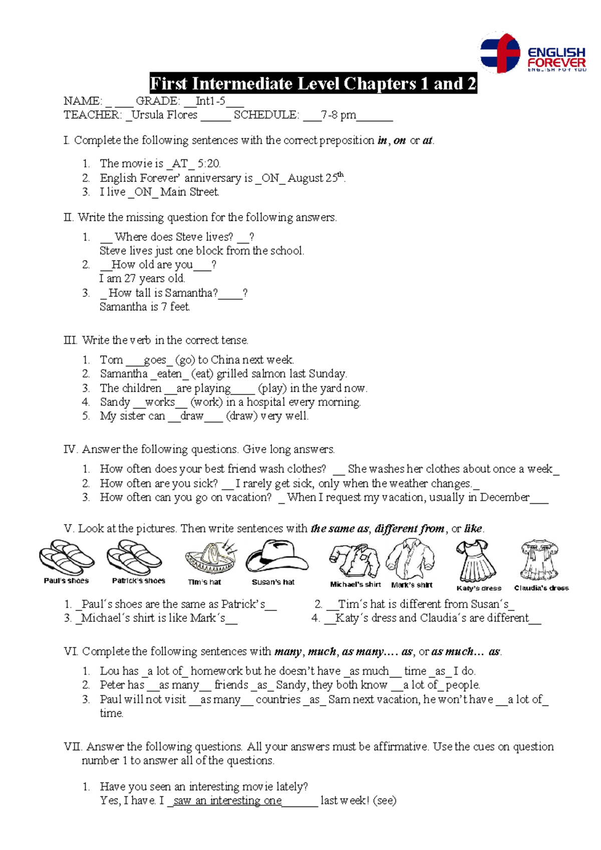 Intermediate 1. Ch 1 and 2 - First Intermediate Level Chapters 1 and 2 ...