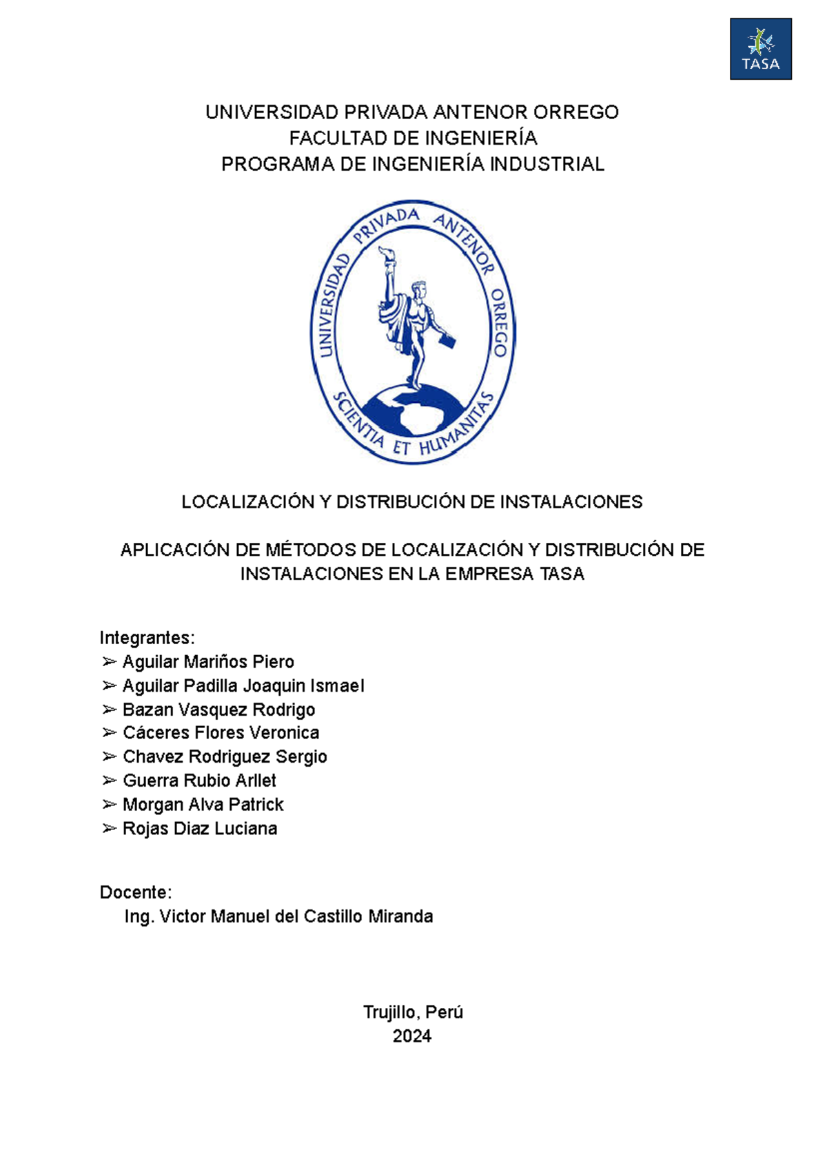 Informa Final Localizacion Y Distribucion Grupo 5 - UNIVERSIDAD PRIVADA ...