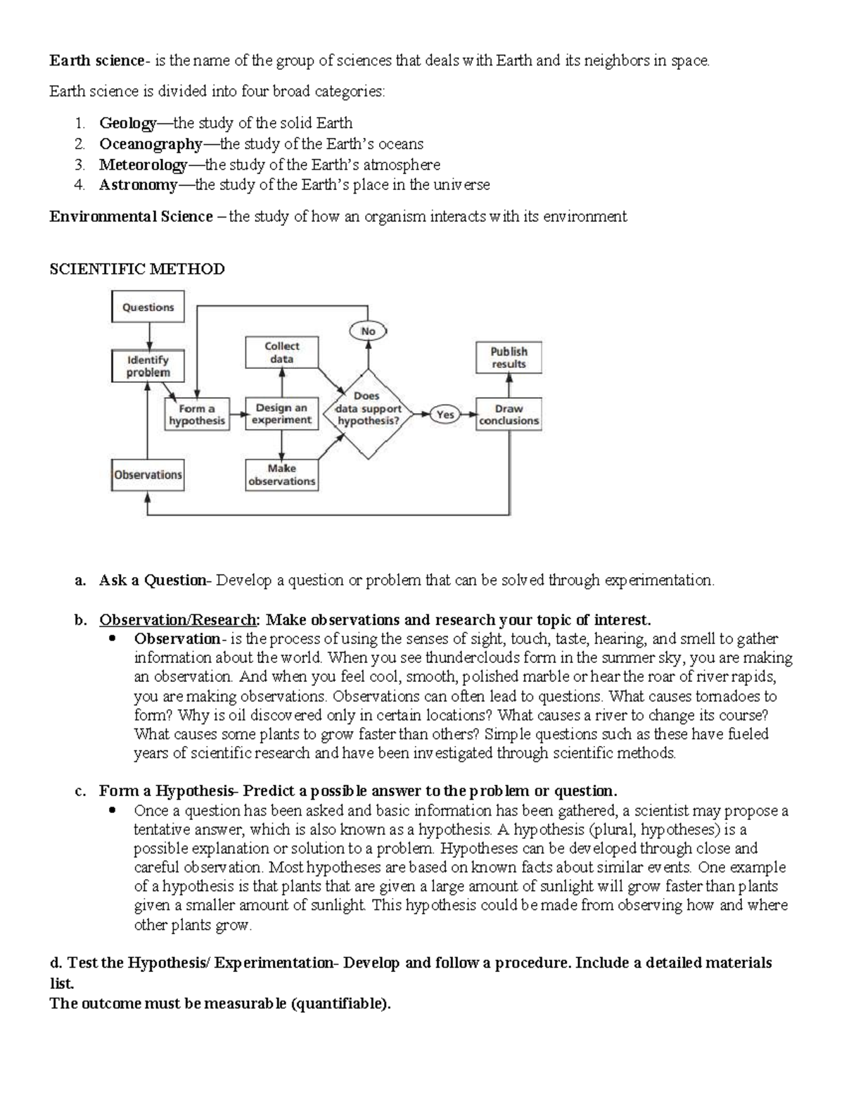 Earthsci- Lesson 1 Lecture - Earth science- is the name of the group of ...