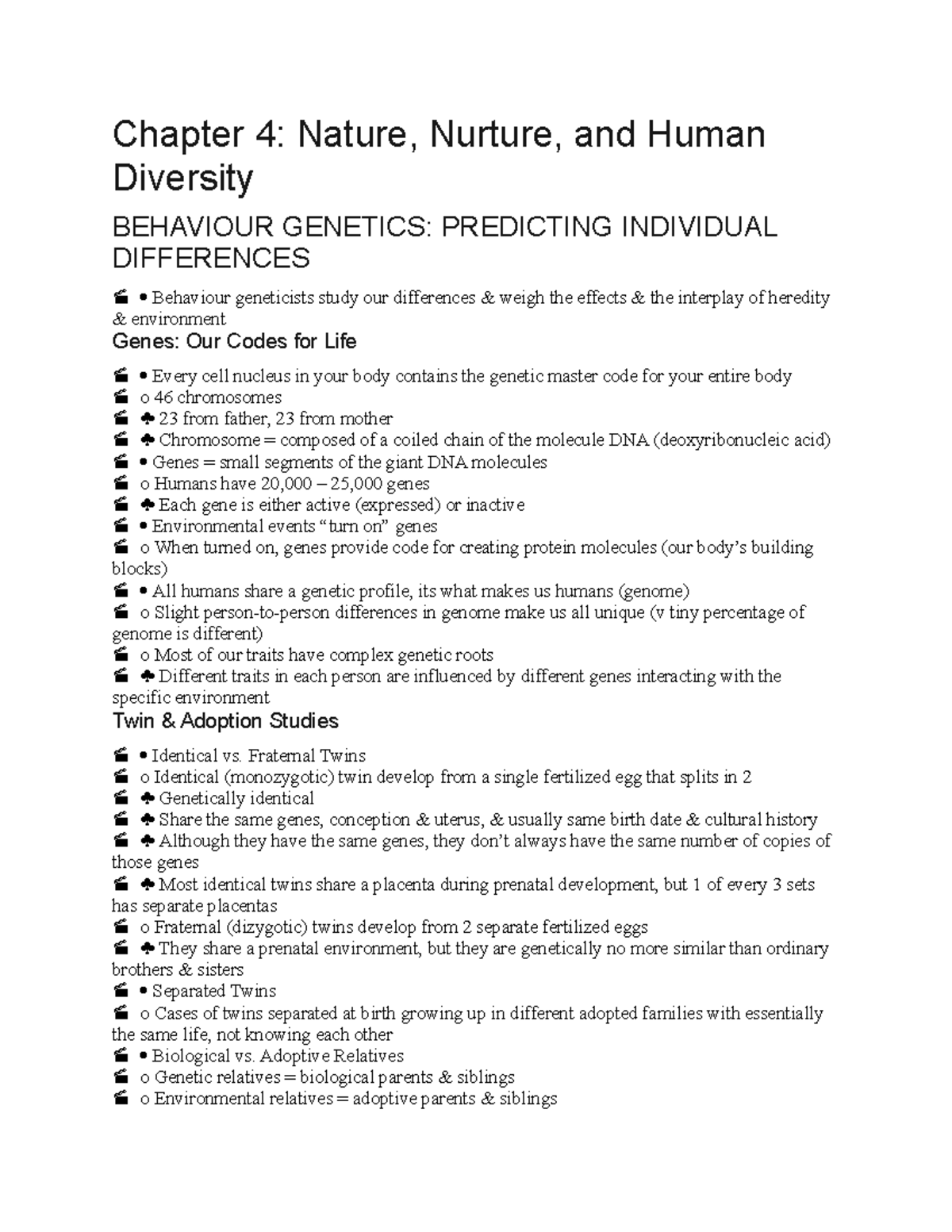 Chapter 4 - xvcvx - Chapter 4: Nature, Nurture, and Human Diversity ...