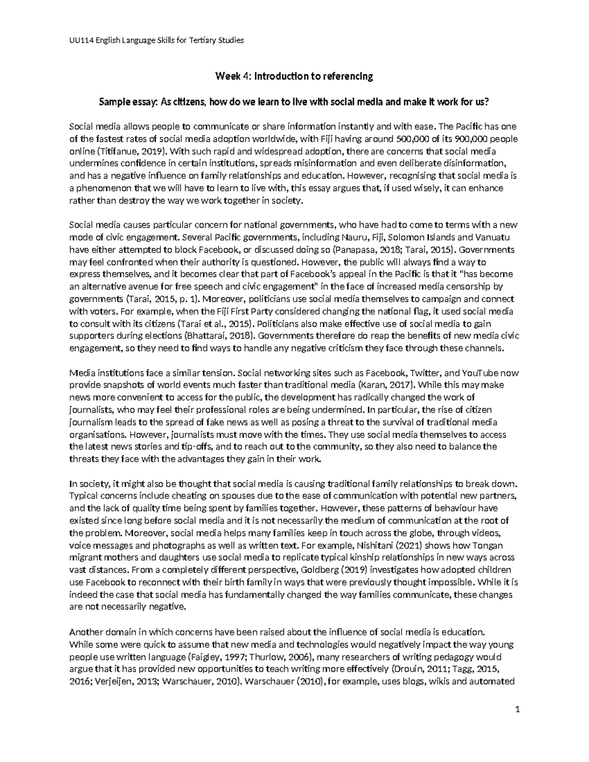 Week 4 handout - week 4 notes - Week 4: Introduction to referencing ...