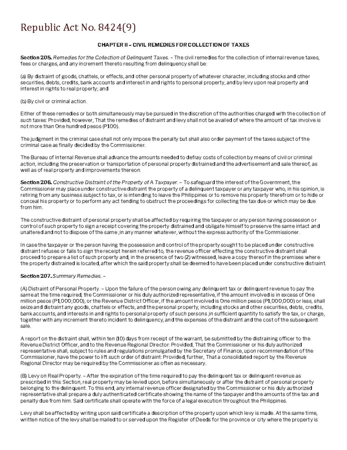 Republic Act No. 8424 - Republic Act No. 8424(9) CHAPTER II – CIVIL ...