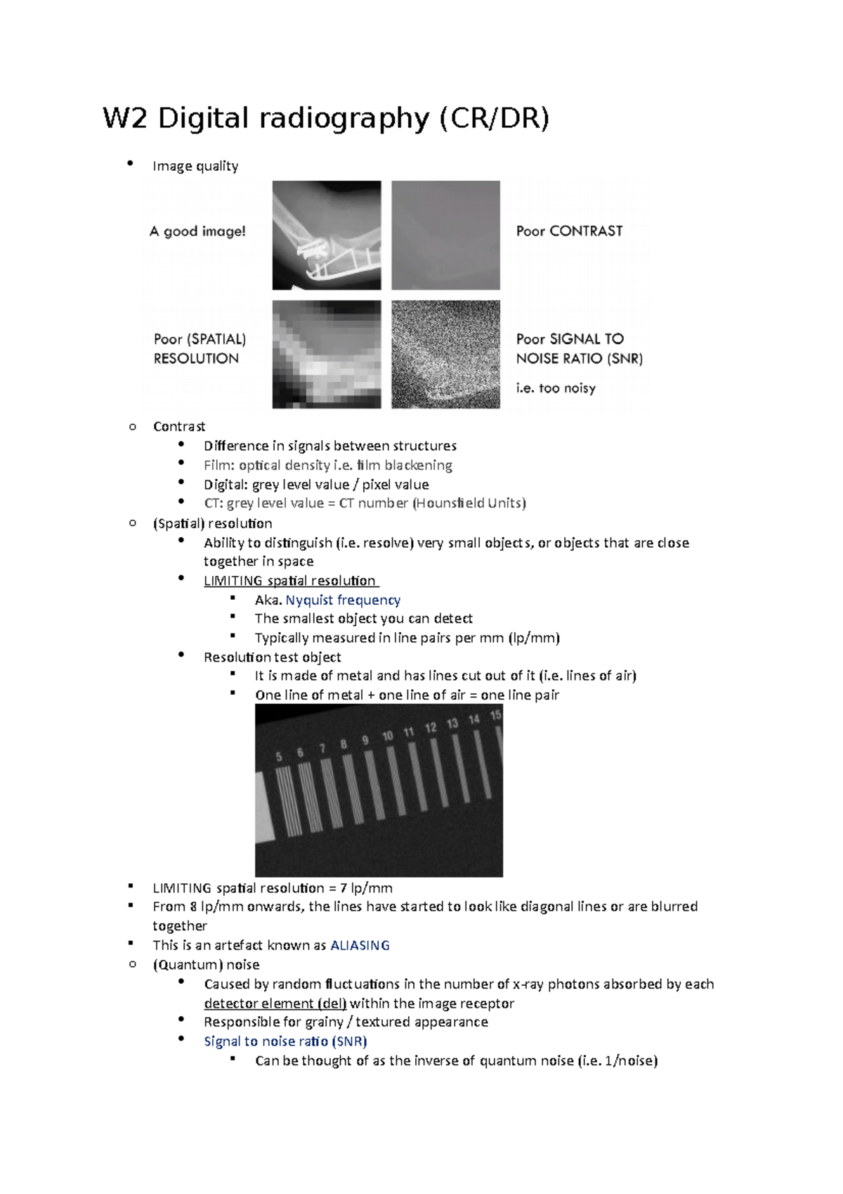 W2 Digital radiography - film blackening Digital: grey level value ...