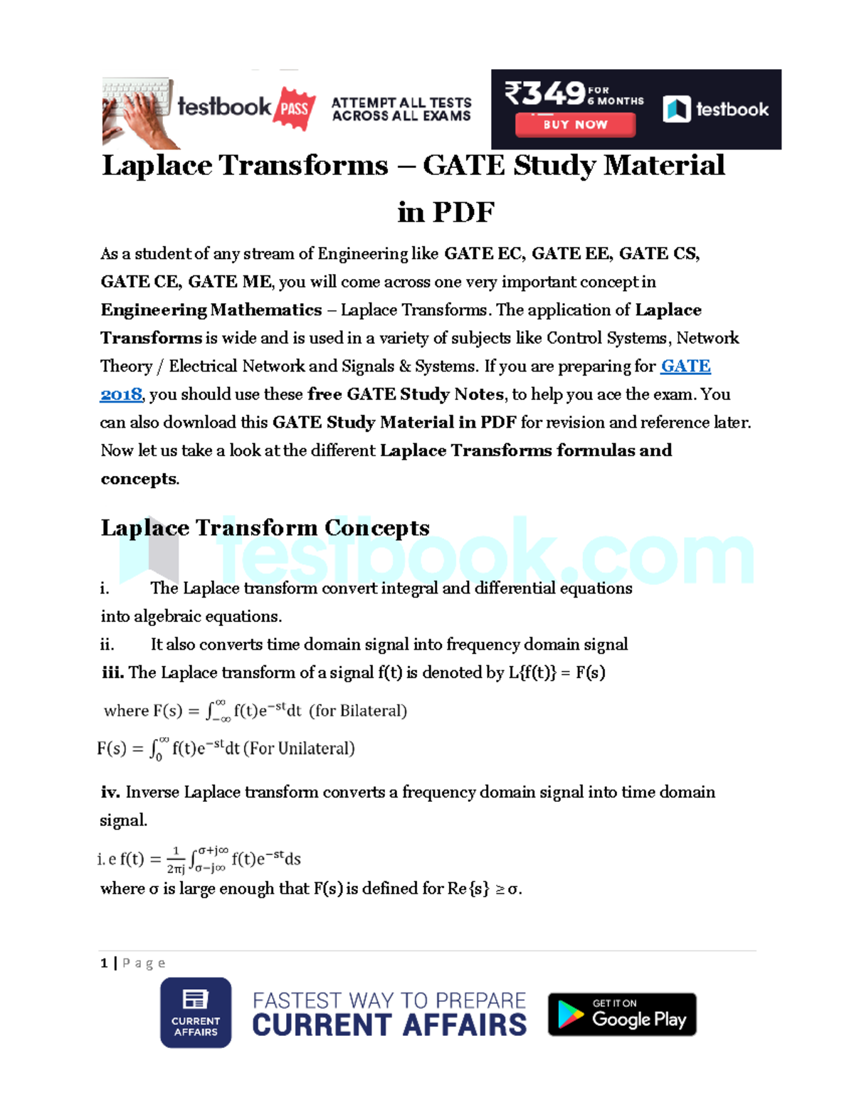 Laplace transforms – gate study material in pdf 6215e3e9 - Laplace ...
