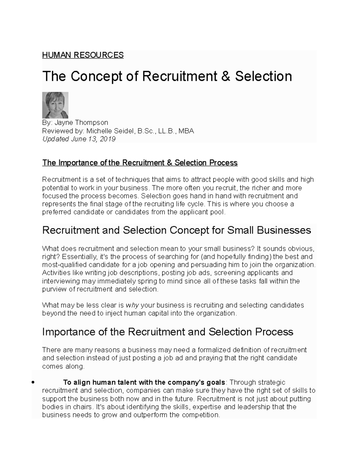 The Concept or Recruitment and Selection - HUMAN RESOURCES The Concept ...