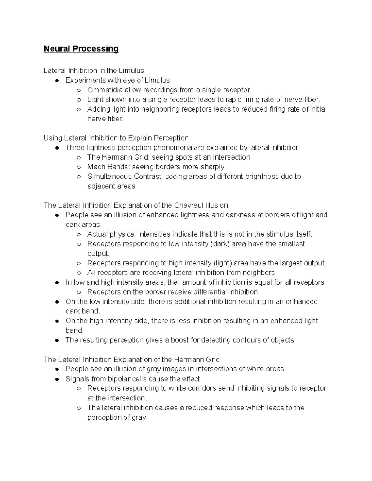 HSP Ch. 3 - Professor Debbie Wang - Neural Processing Lateral ...