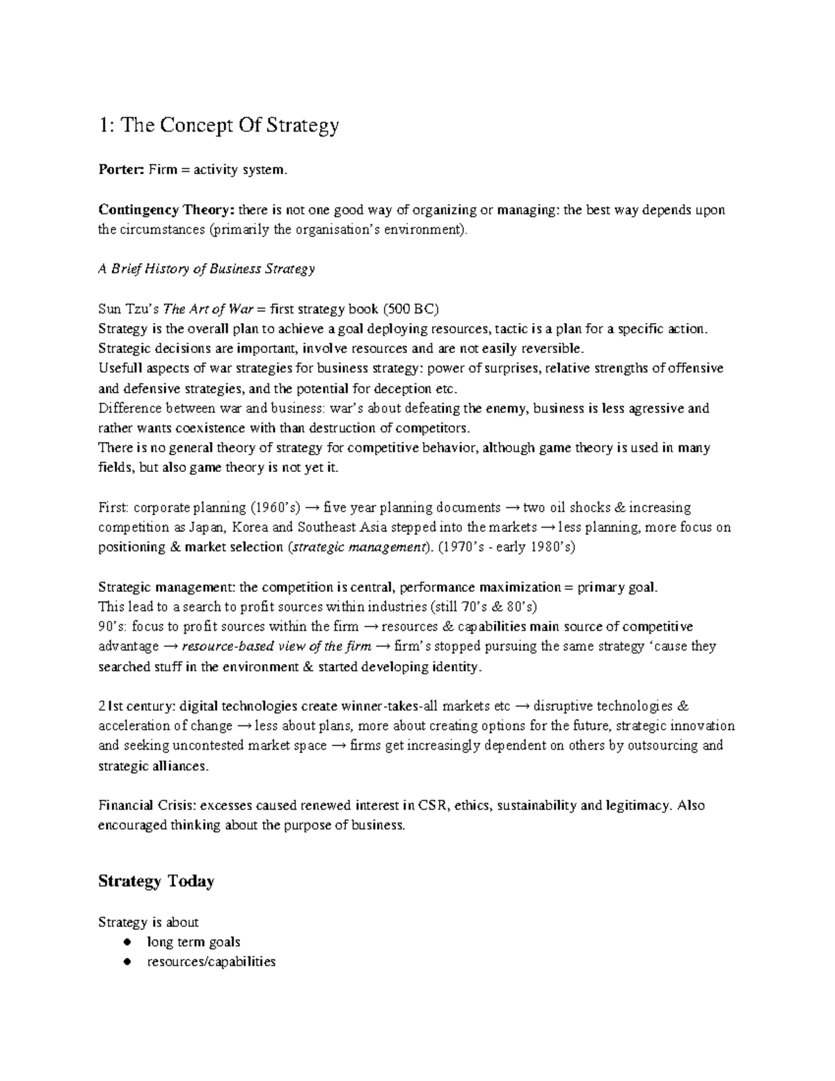 Summary Contemporary Strategy Analysis, Robert M Gran- Chapter 1 - 6 ...