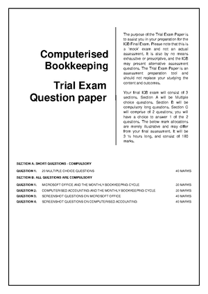 Bookkeeping to Trial Balance ICB Question Paper - CPBK-2021 - Studocu