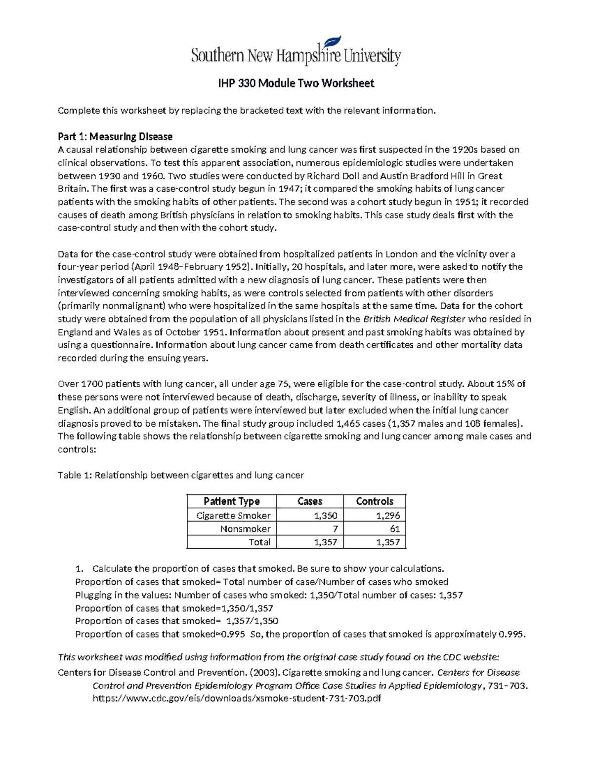 IHP 330 Module Two Worksheet - IHP 330 Module Two Worksheet Complete ...