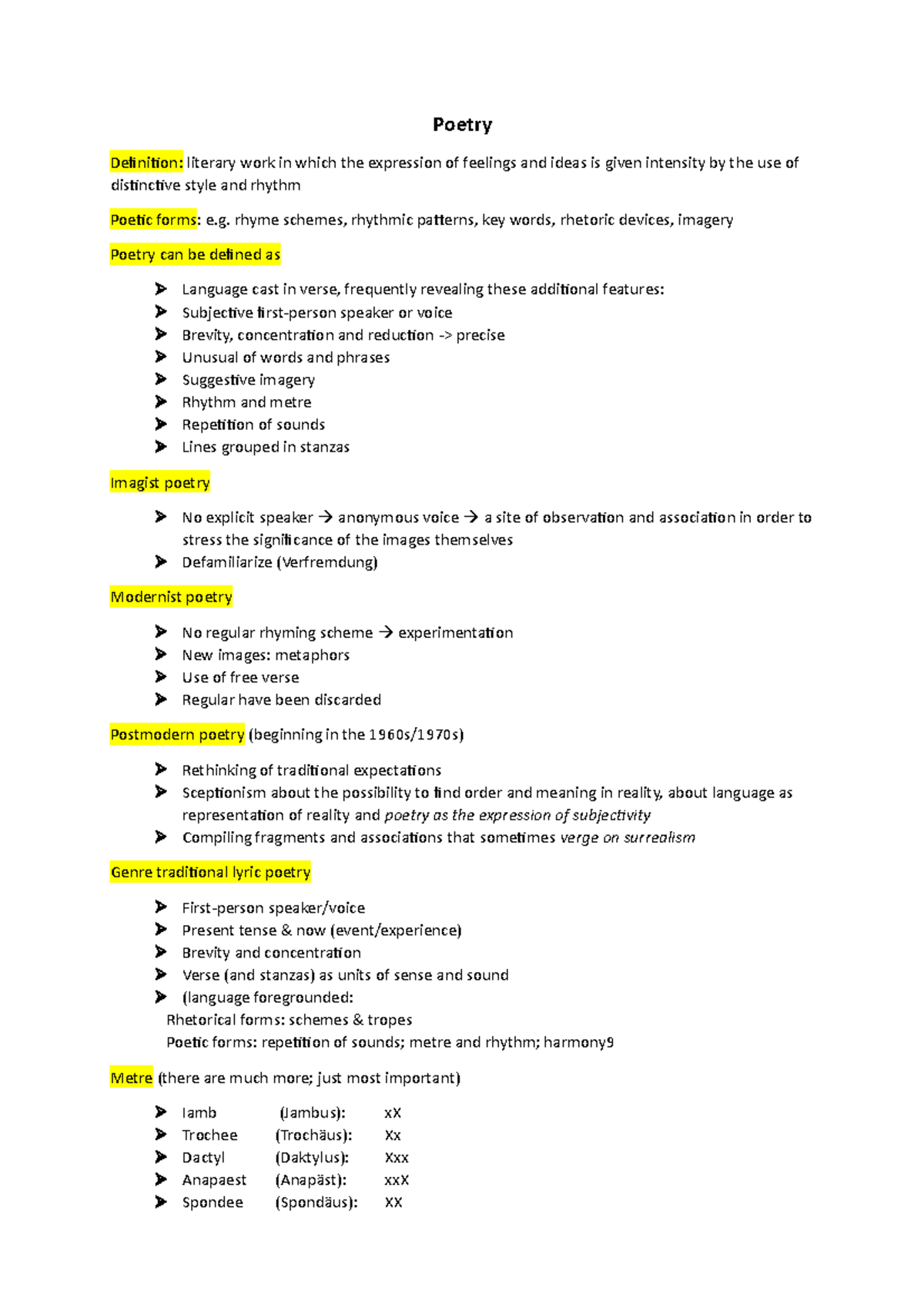Poetry - Summary Introduction to Analysing Literature - Poetry ...