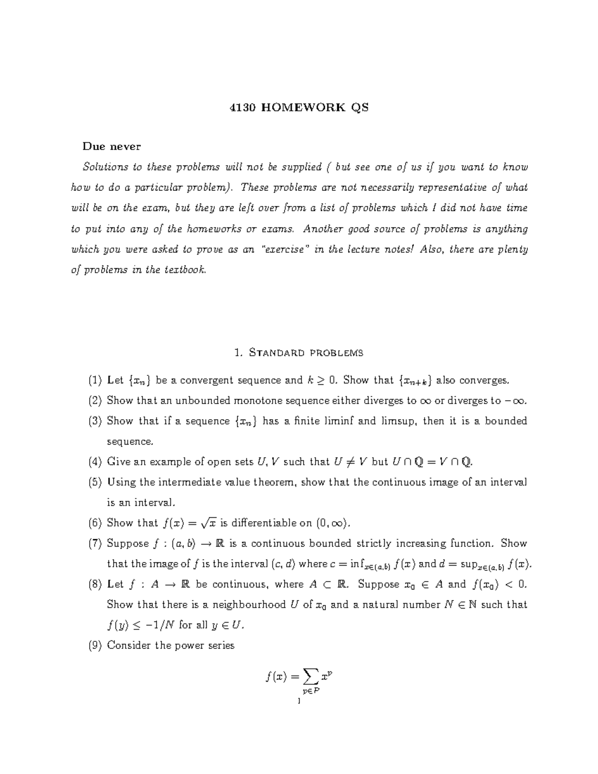 Extra homework practice questions - 4130 HOMEWORK QS Due never ...