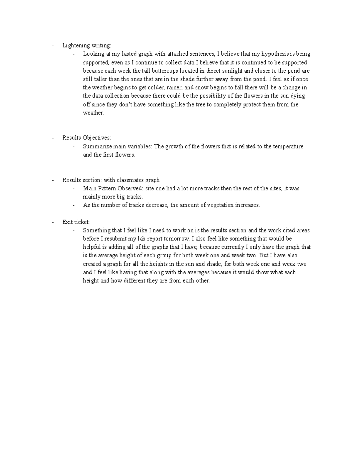 Bio Classwork 10 20 - Lightening writing: Looking at my lasted graph ...