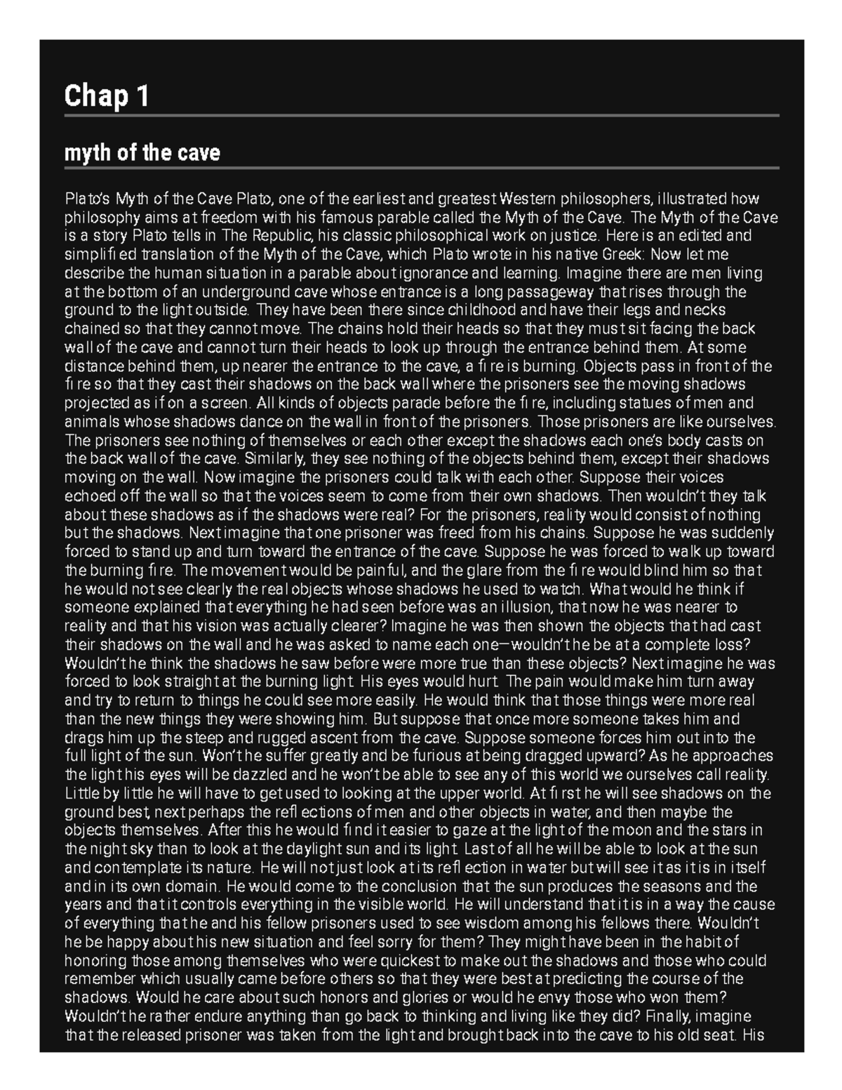 Hoi (Markor) - Summary of all topics - Chap 1 myth of the cave Plato9s ...
