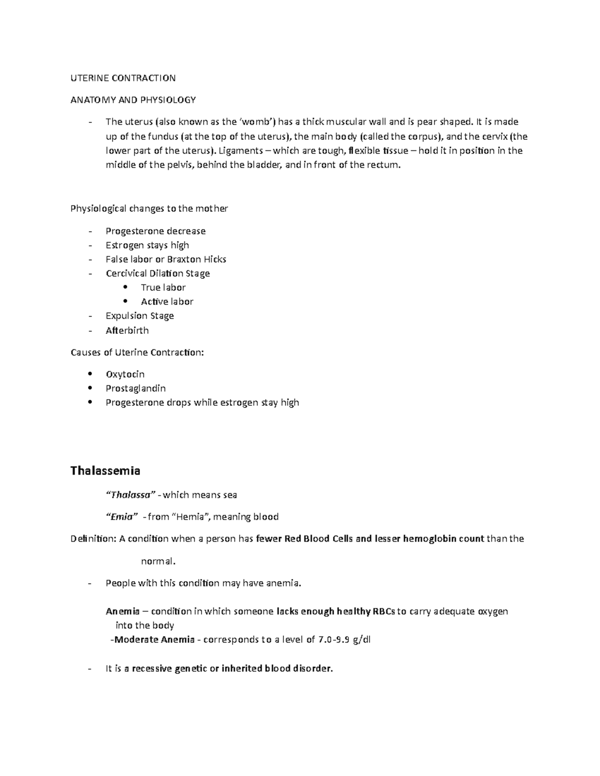 Anaphy-CASE- Study - notes/lec - UTERINE CONTRACTION ANATOMY AND ...