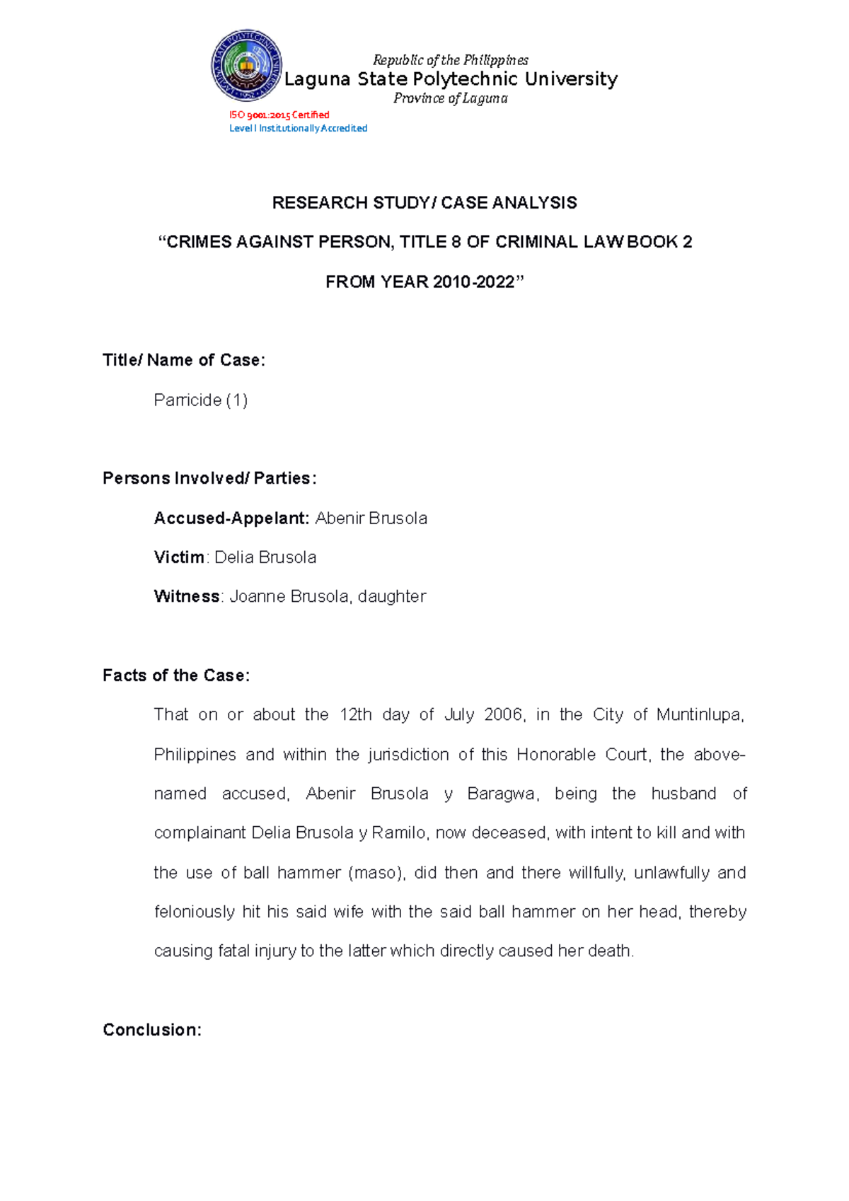 Research Study - Laguna State Polytechnic University Province of Laguna ...