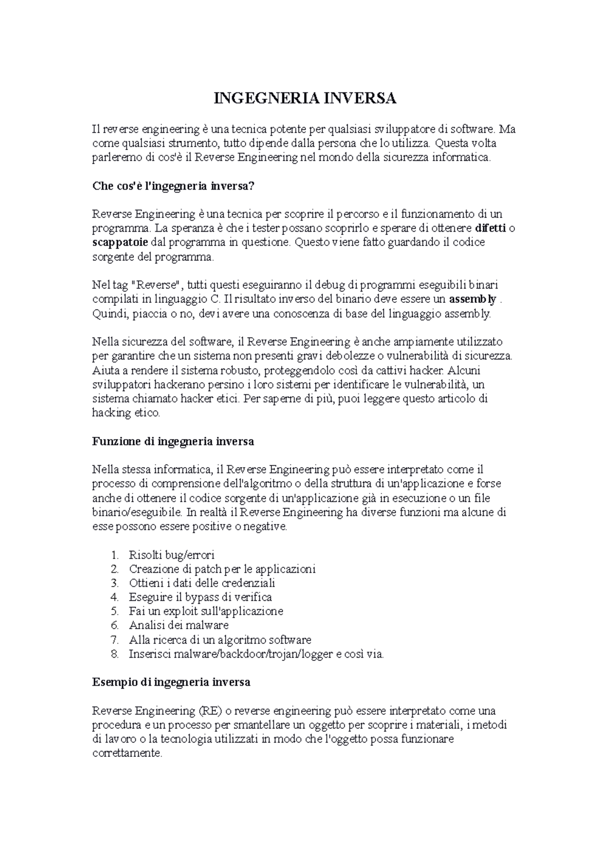 2. Reverse Engineering (10) - INGEGNERIA INVERSA Il reverse engineering è una tecnica potente ...