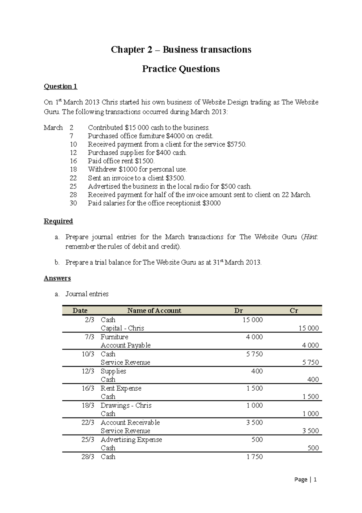Sample/practice exam, questions - Practice Questions. - Chapter 2 ...