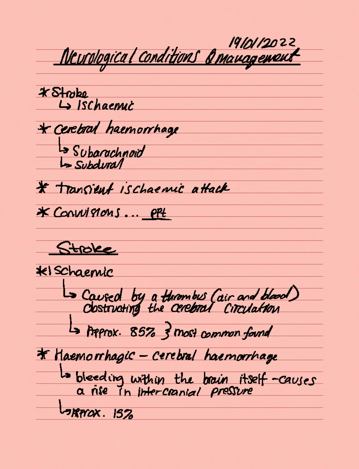Note 19 Jan 2022 - Paramedic science class notes - 1910112022 ...