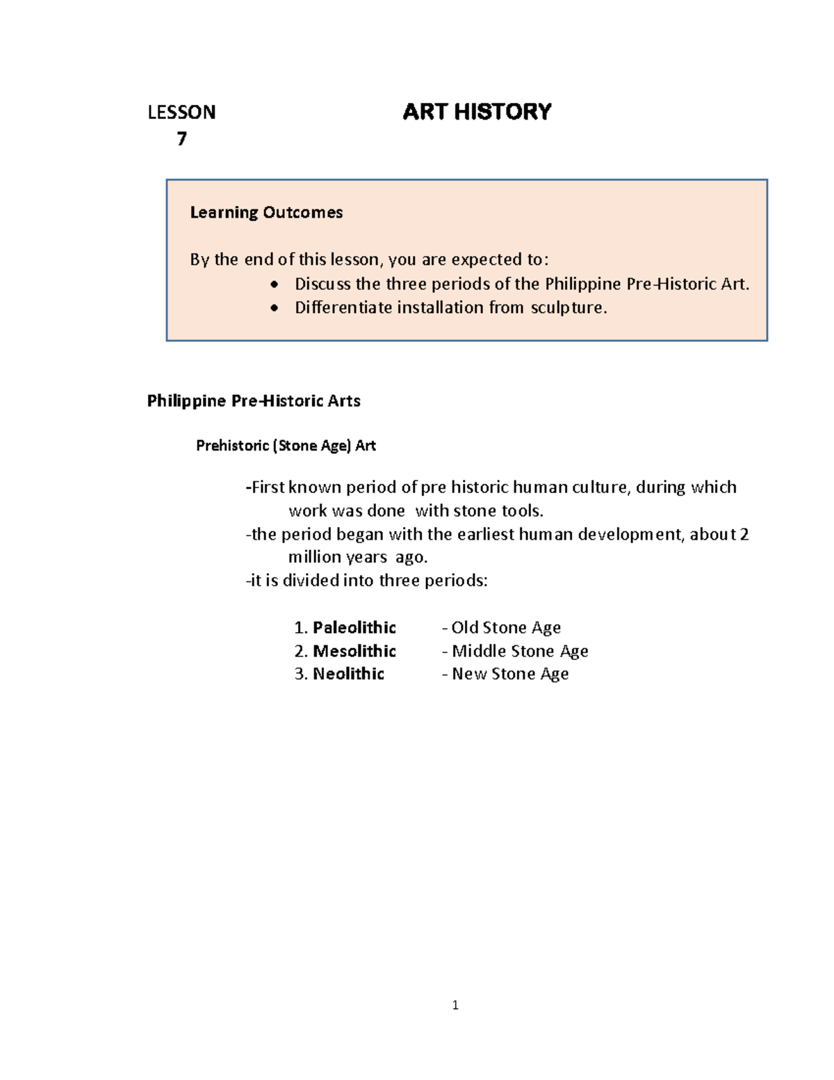 Lesson 7 - Art Appreciation Art History - LESSON ART HISTORY 7 Learning ...