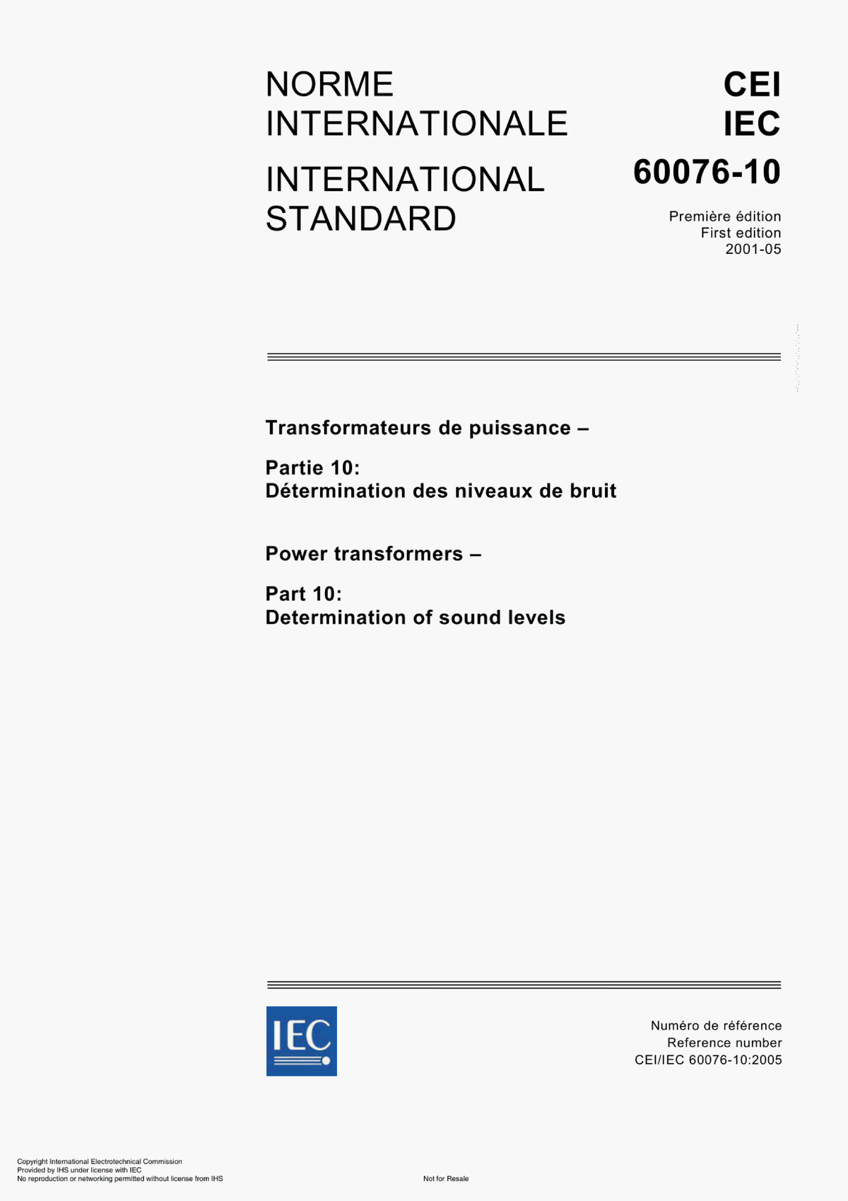 IEC 60076-10-2001 - Generación Y Transformación - Studocu