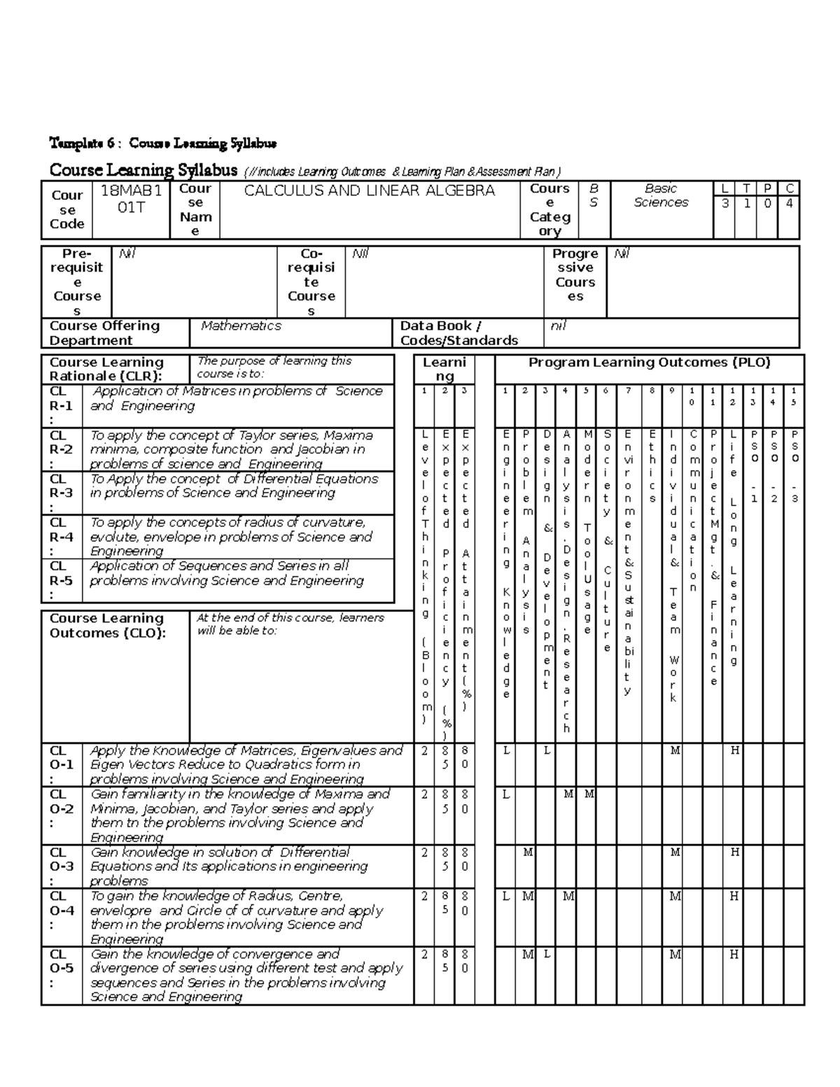 Detailed sylabbus - ttt - Template 6 : Course Learning Syllabus Course ...