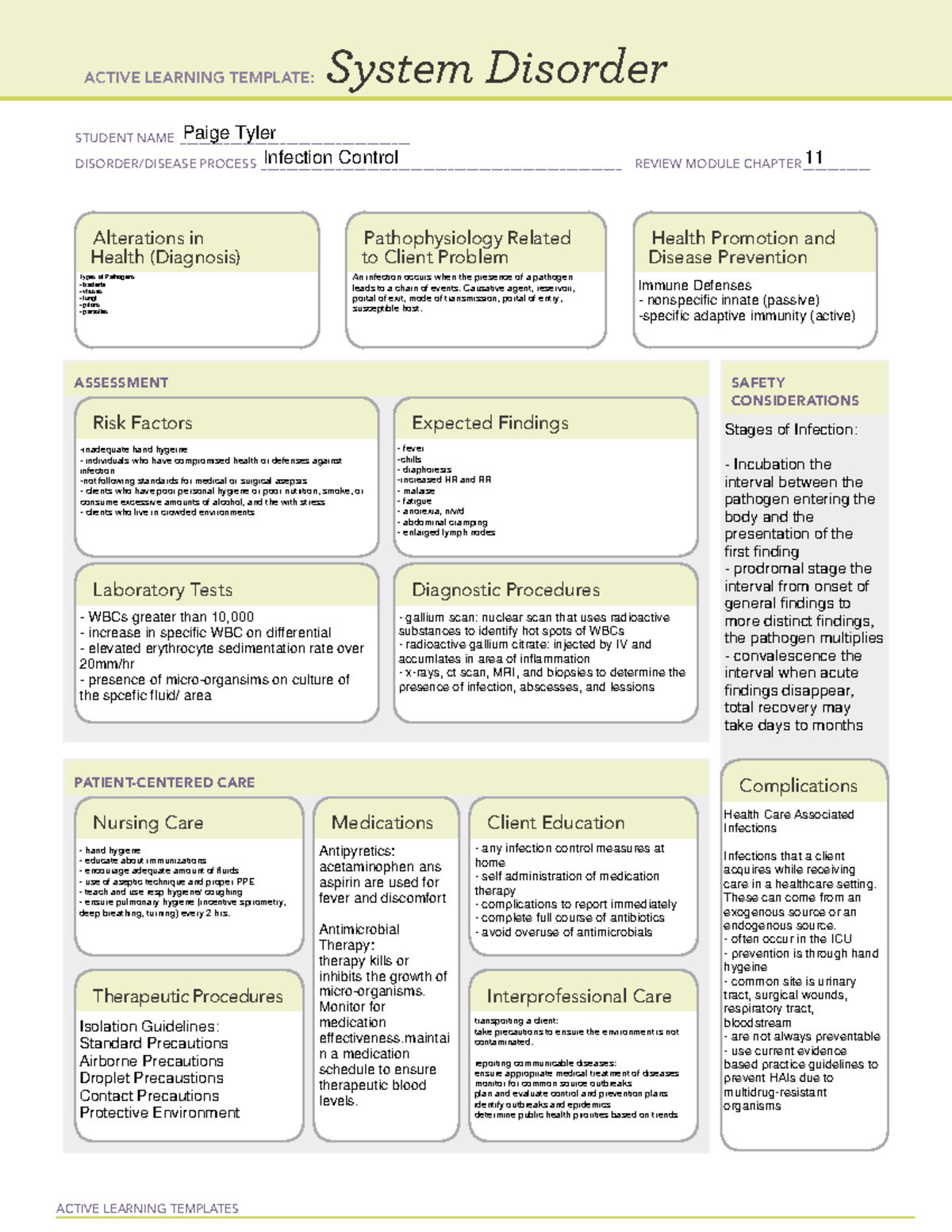 ALT Assessment A Infection Control - ACTIVE LEARNING TEMPLATES System ...
