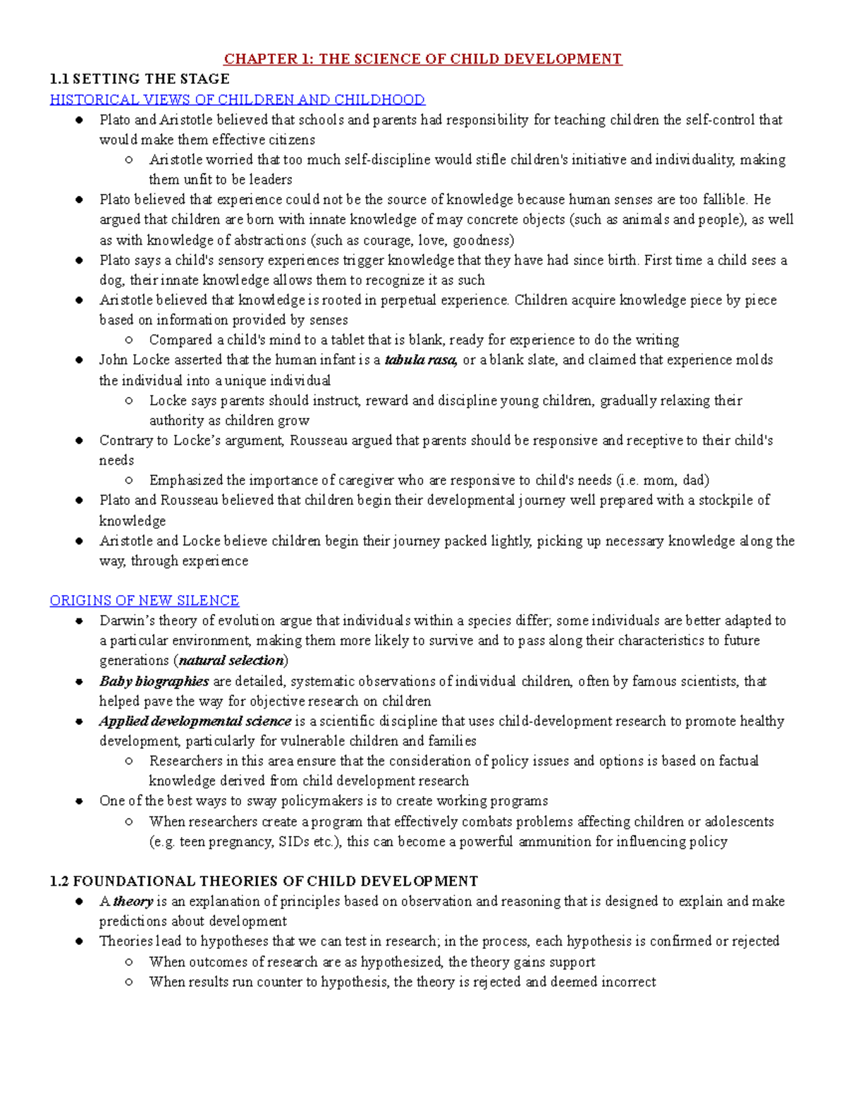 2040 Chapter 1 - Textbook reading - CHAPTER 1: THE SCIENCE OF CHILD ...
