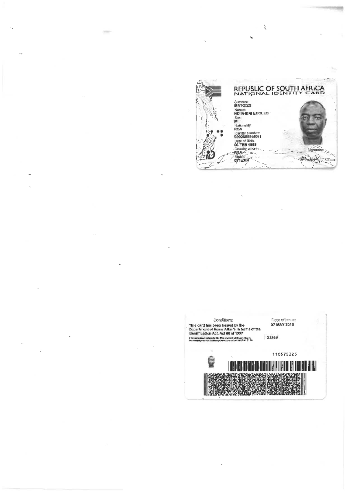 SKM C25822013 111050 - REPUBLIC OF SOUTH AFRICA NATIONAL IDENTITY CARD ...