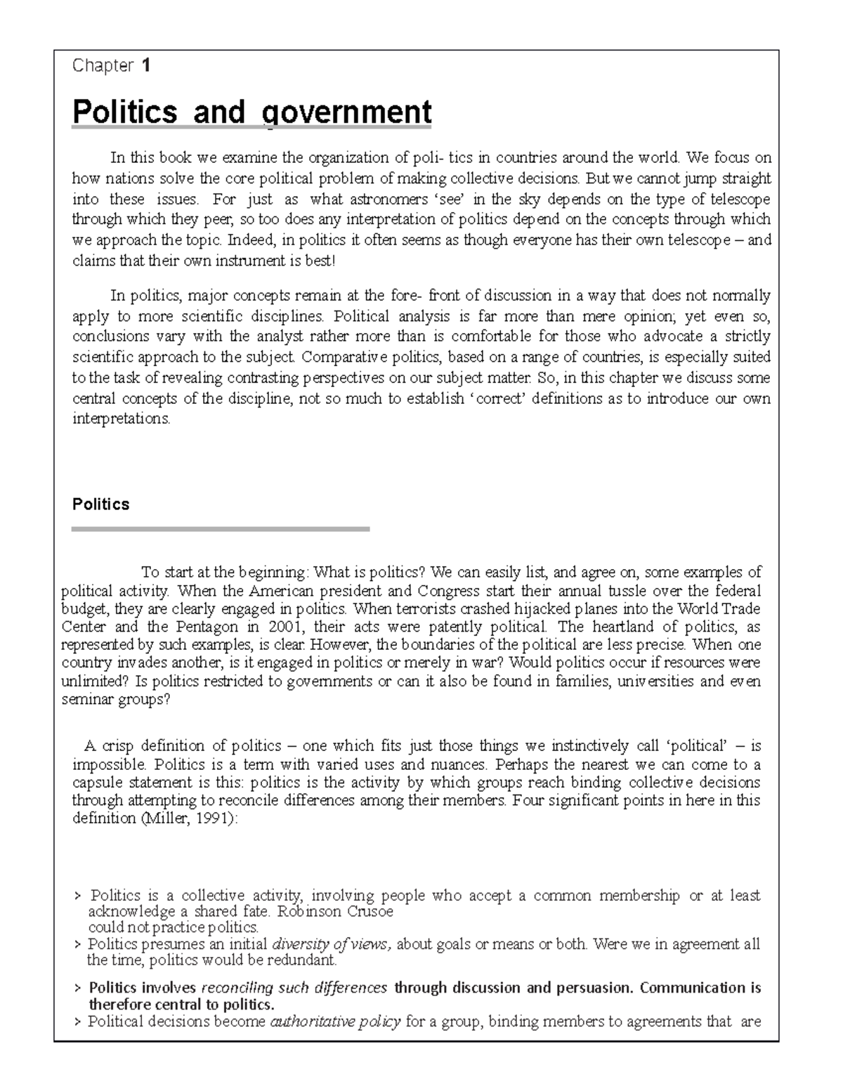 Comparative - government - Chapter 1 Politics and government In this ...
