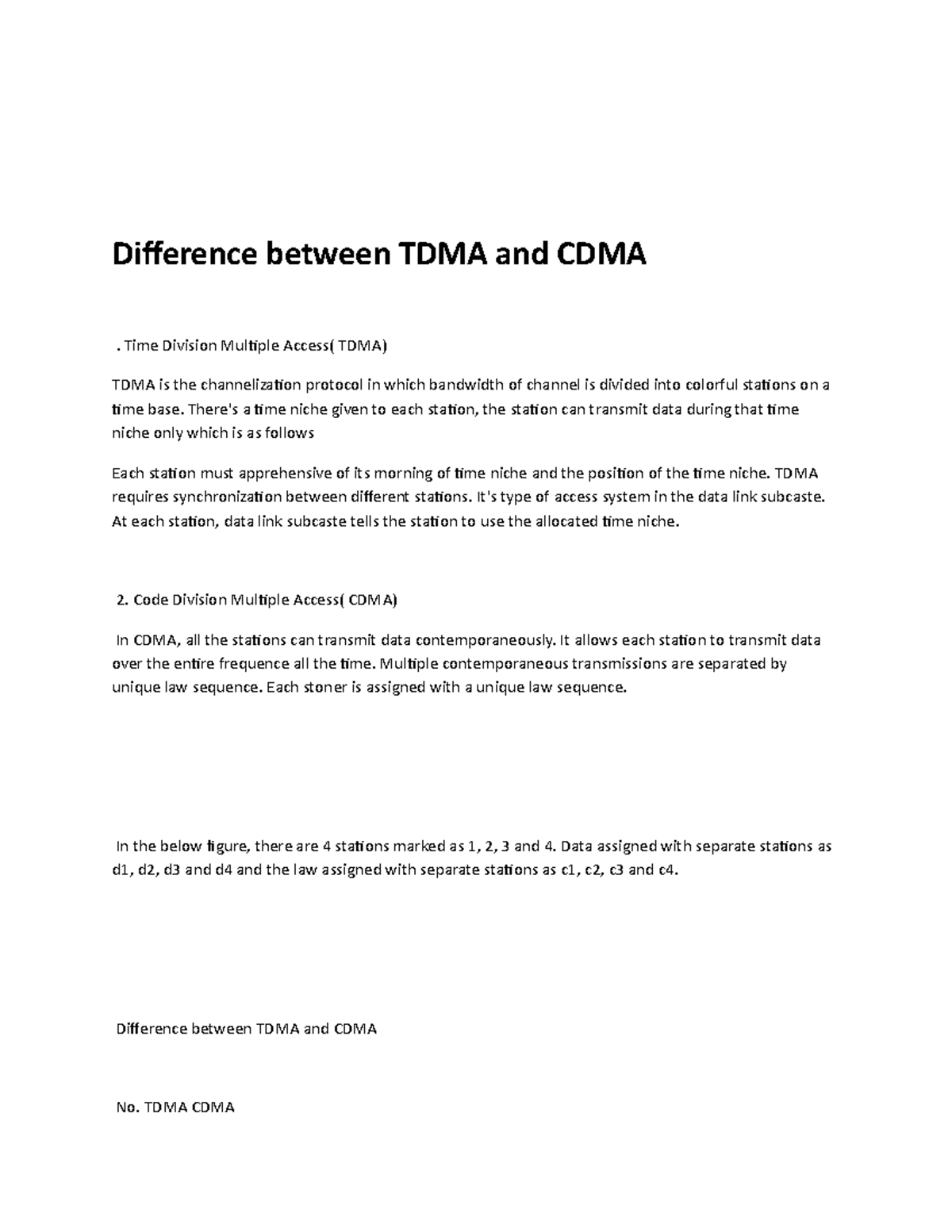 Difference between TDMA and CDMA - Time Division Multiple Access( TDMA ...