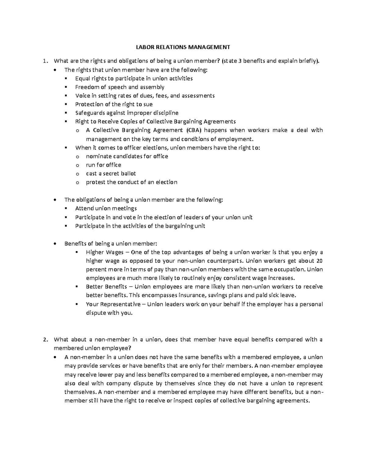 Labor Relations Management - LABOR RELATIONS MANAGEMENT What are the ...