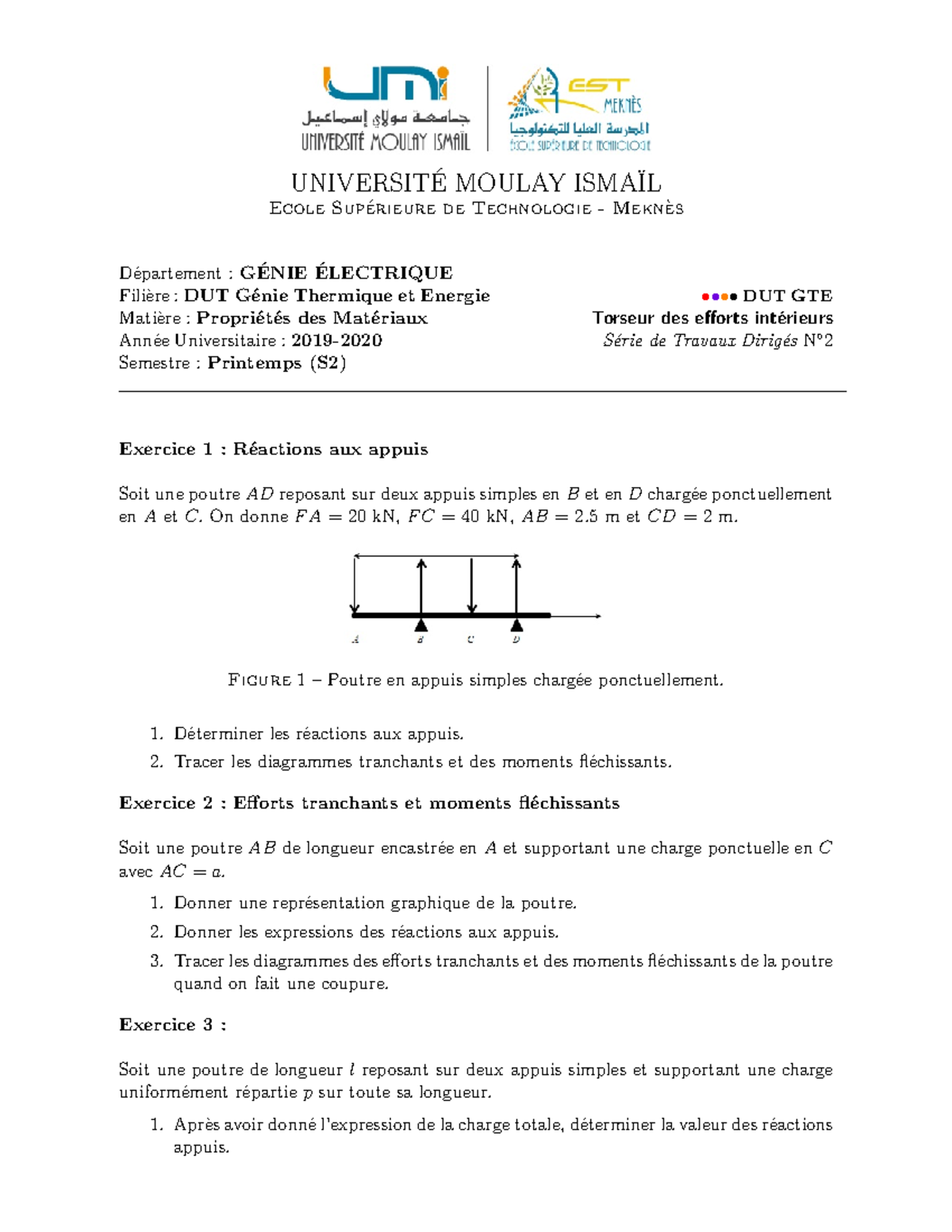 GTE S2 Prop Mat TD2 rahmoune - UNIVERSITÉ MOULAY ISMAÏL Ecole ...