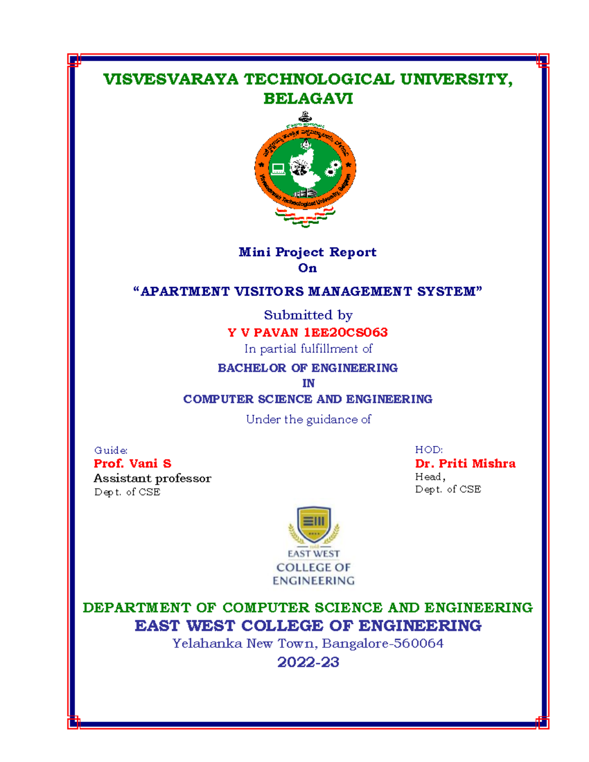 DBMS Project Report - VISVESVARAYA TECHNOLOGICAL UNIVERSITY, BELAGAVI ...