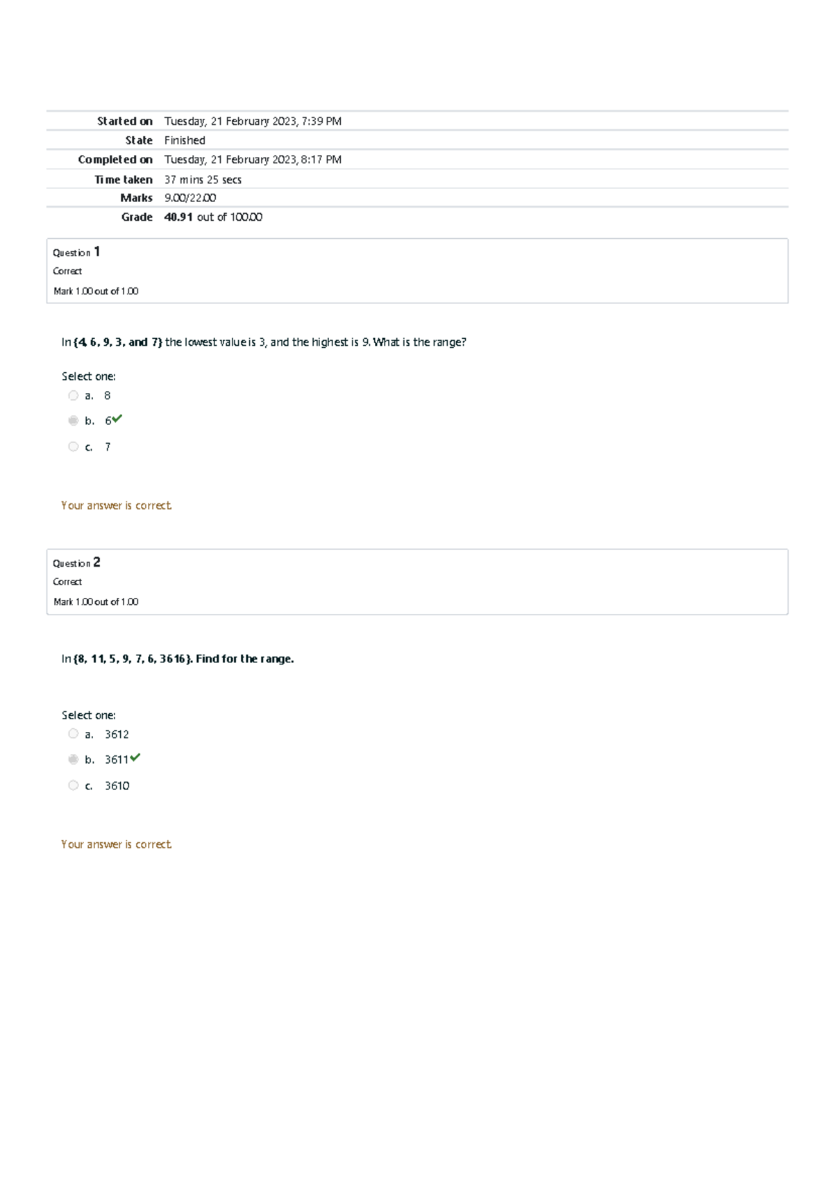 Statistics FOR DATA Science Prelim QUIZ 2 - Started on Tuesday, 21 ...