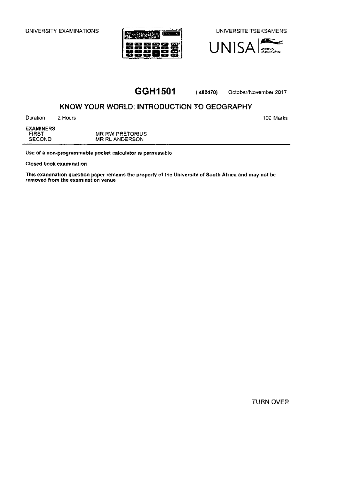 GGH1501 2017 10 E 1 - notes - GGH 1501 - Studocu