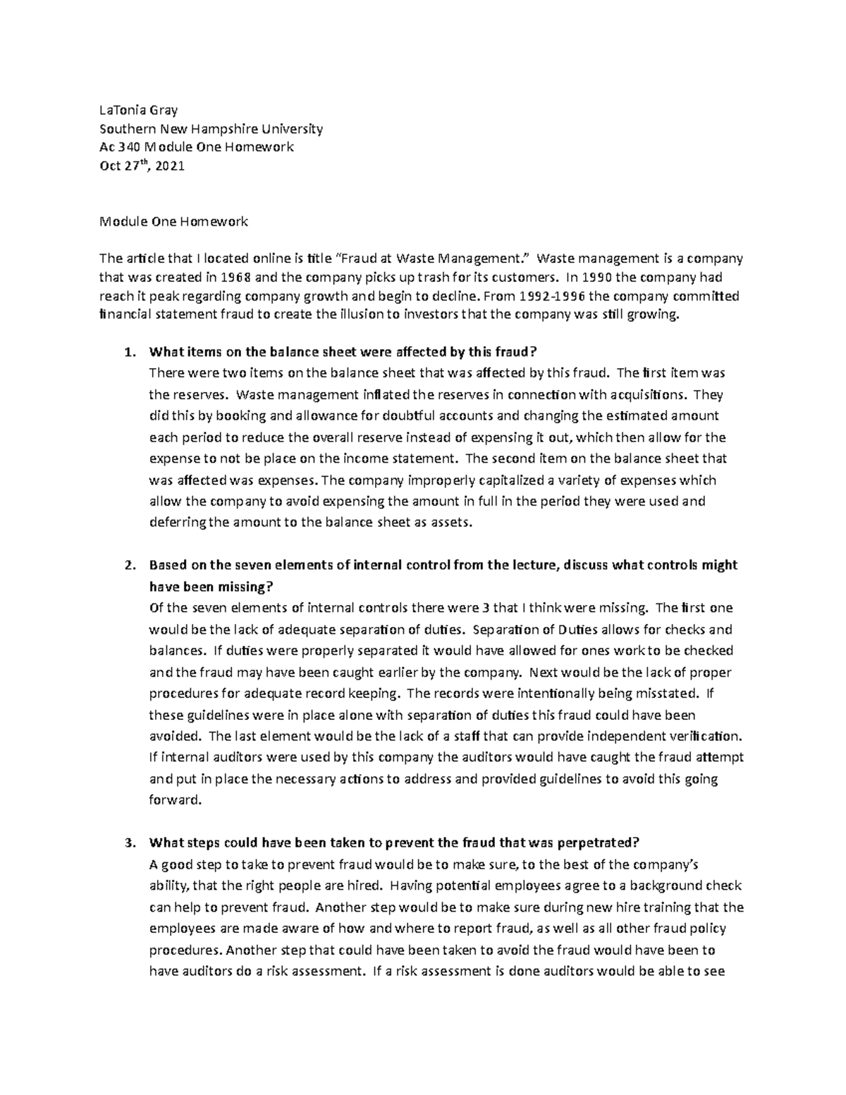 Acc 340 week 1 homework - ACC340 - SNHU - Studocu