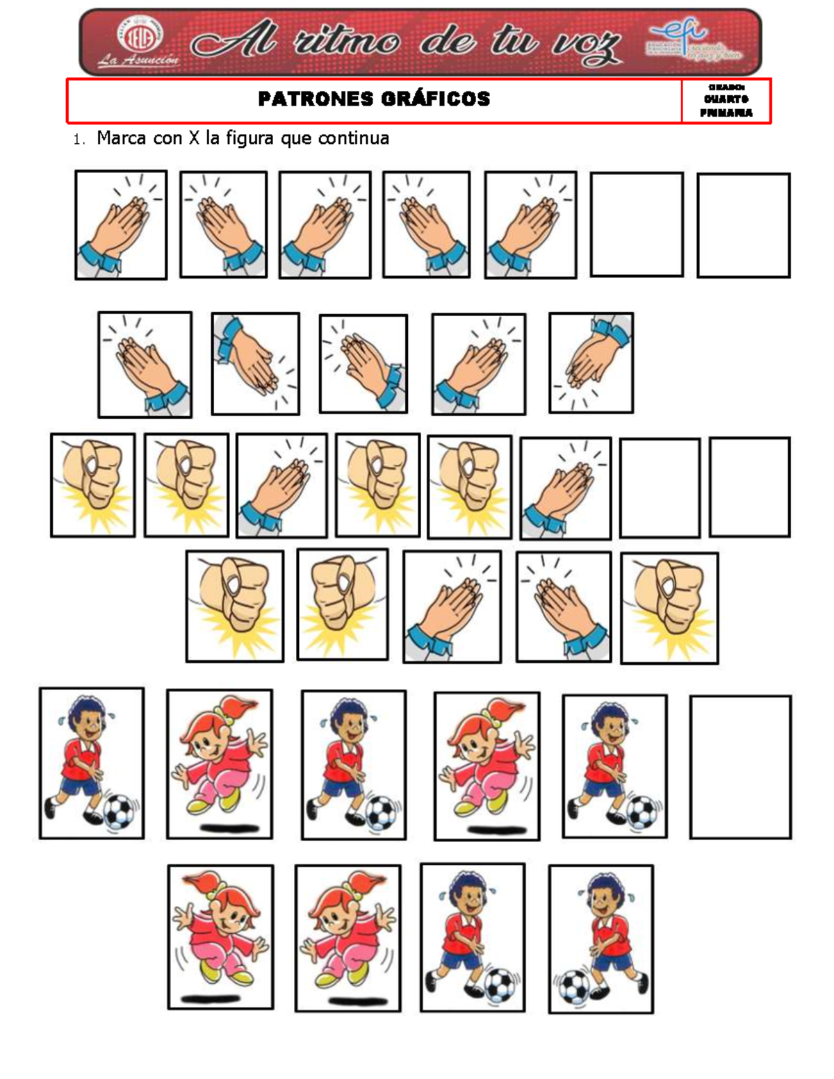 Practica Matematica Patrones Graficas - 2024 - 1. Marca con X la figura ...