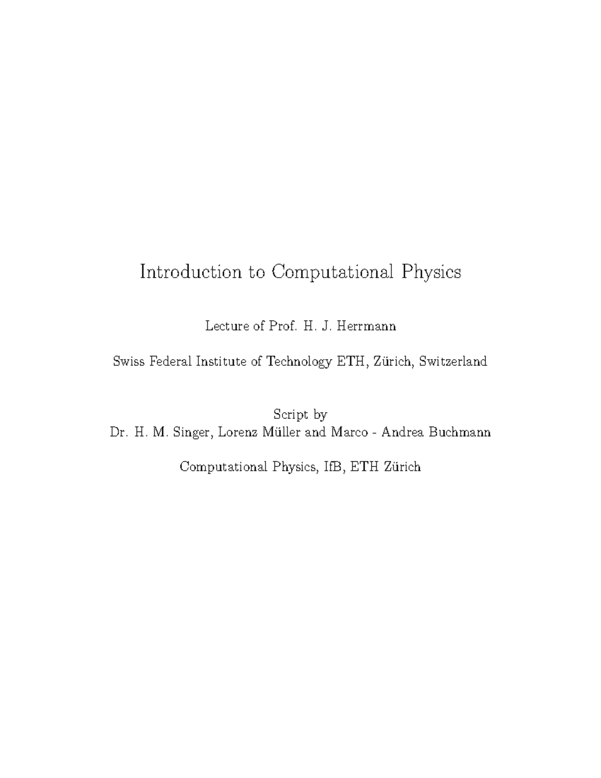 Computacional Physics - Introduction to Computational Physics Lecture ...