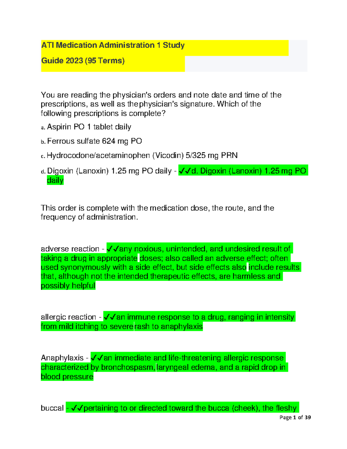 Ati medication administration 1 study guide 2022.pdf - ATI Medication ...