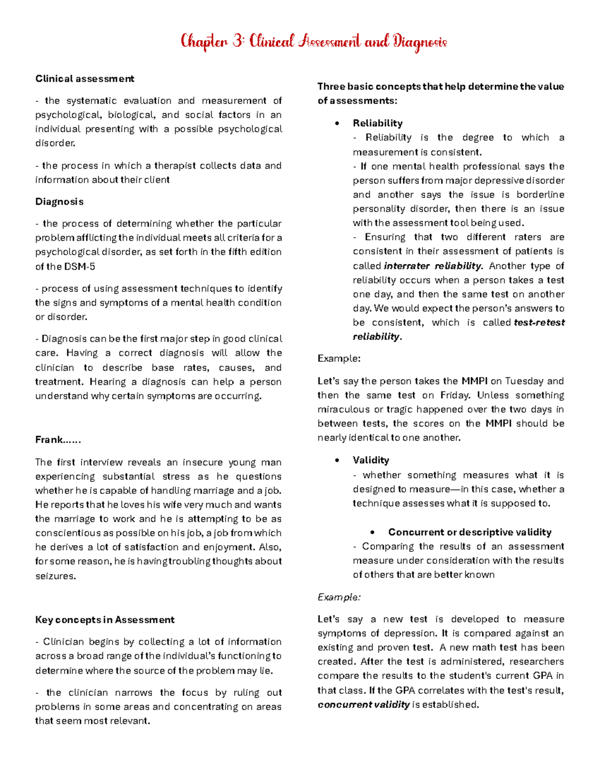 Clinical assessment notes - Clinical assessment the systematic ...