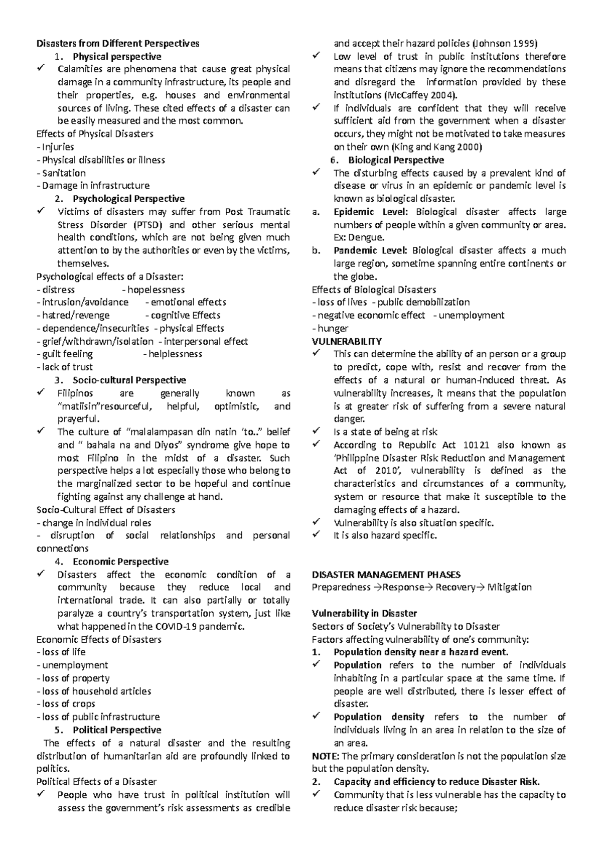 DRRR- Reviewer - Disasters from Different Perspectives 1. Physical ...