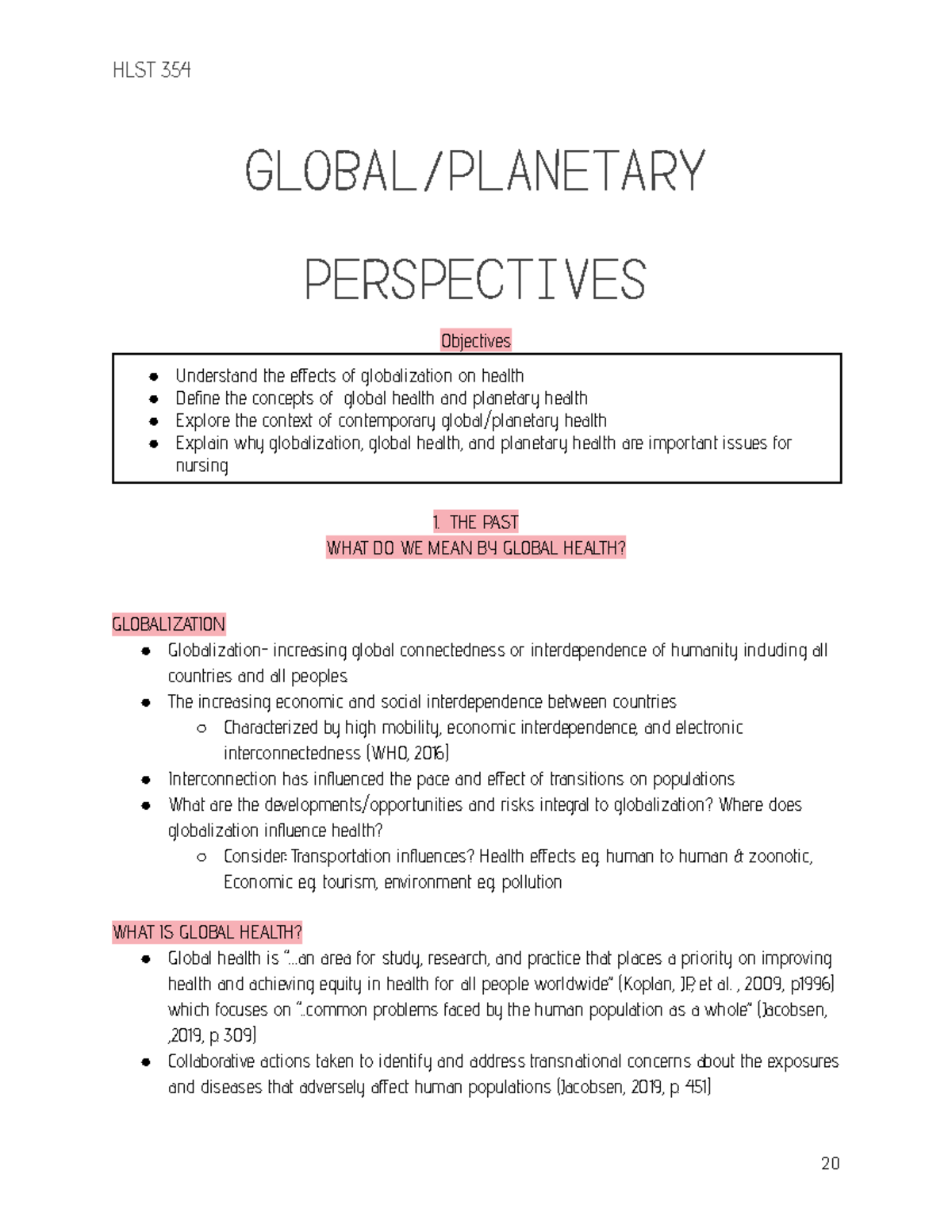HLST 354 - Global:Planetary Perspectives - GLOBAL/PLANETARY ...