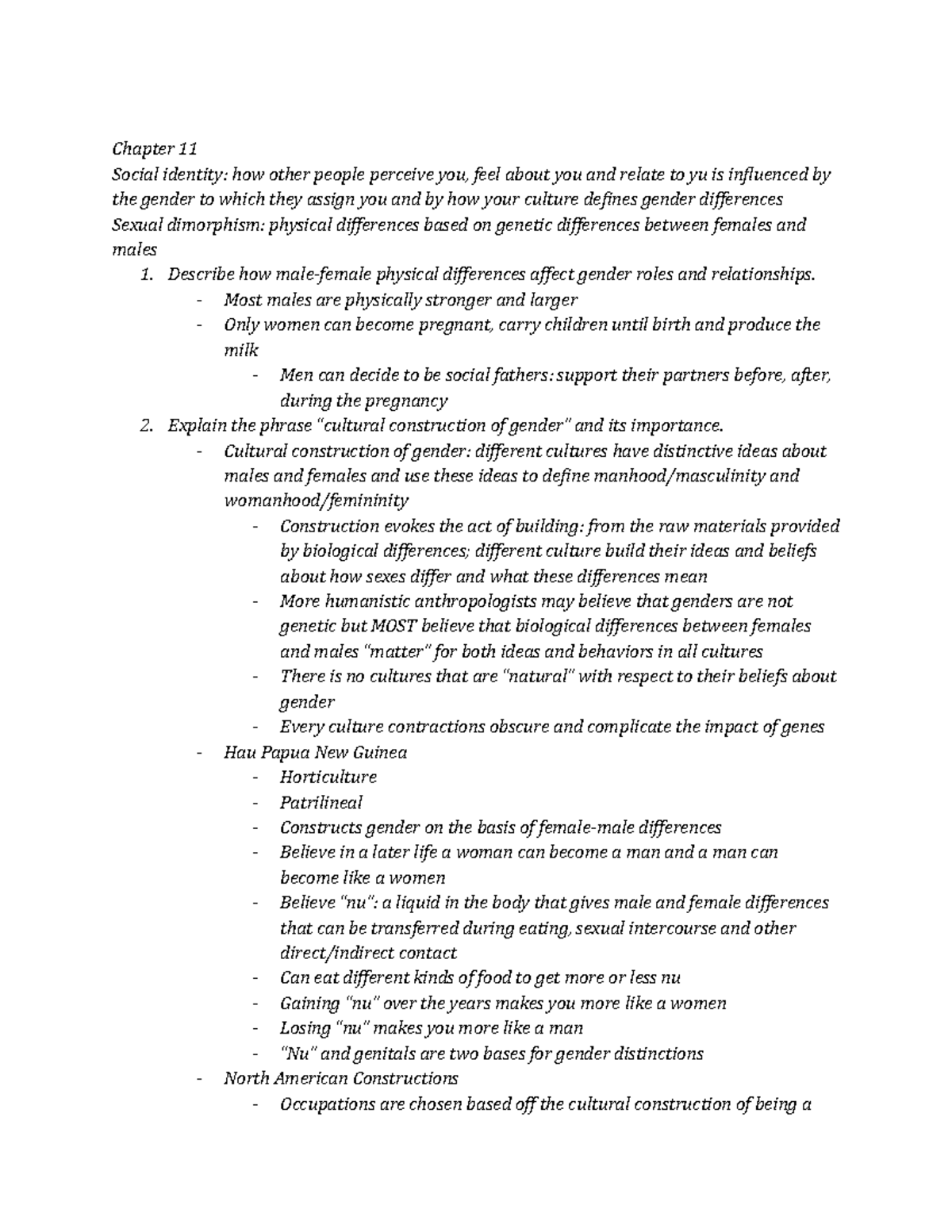 Anthro Book Notes Midterm #3 - Chapter 11 Social identity: how other ...