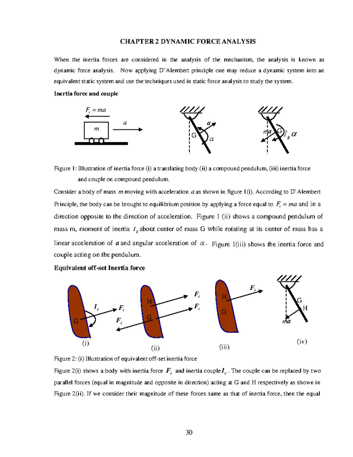 Dynamic force analysis - Figure 1: Illustration of inertia force (i) a ...