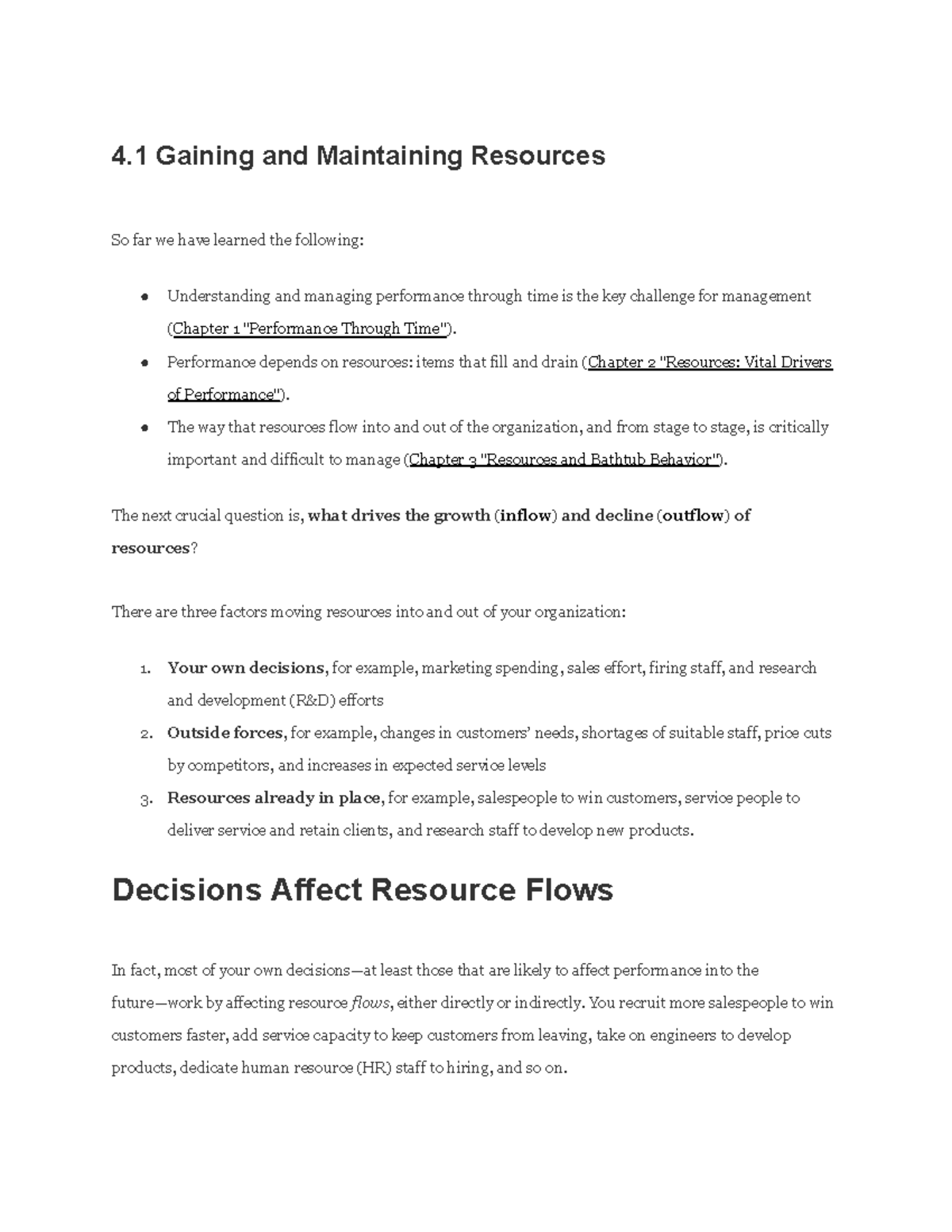 4.1 Gaining and Maintaining Resources - Performance depends on ...