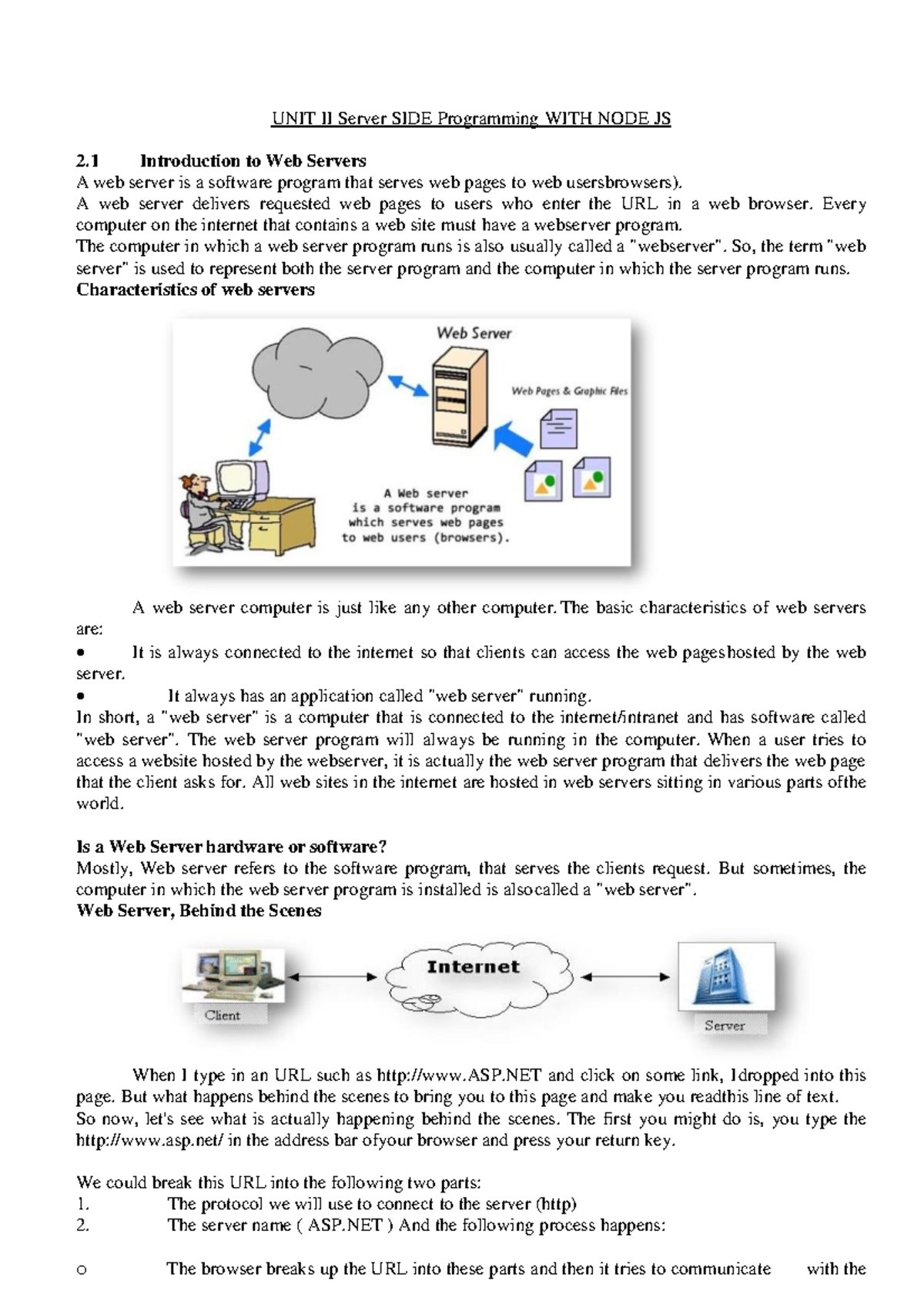 UII-FS - It's second unit notes - UNIT II Server SIDE Programming WITH ...